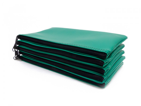 Green Zipper Bank Bag 5.5" X 10.5" | Carousel Checks