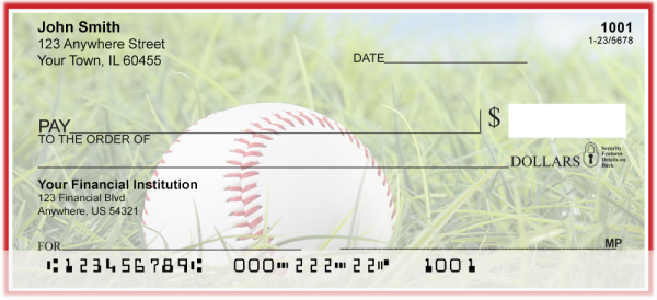 Red & White Baseball Team Personal Checks | Carousel Checks