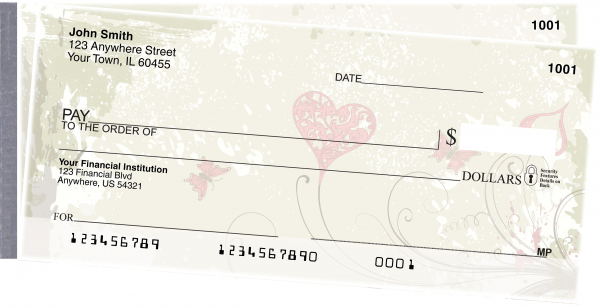 Side Tear | Grunge Hearts Personal Checks | Carousel Checks