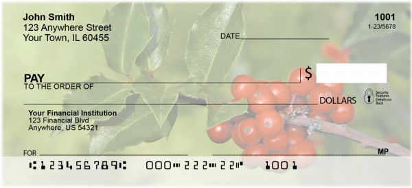 Holly with Greenery Personal Checks | Carousel Checks